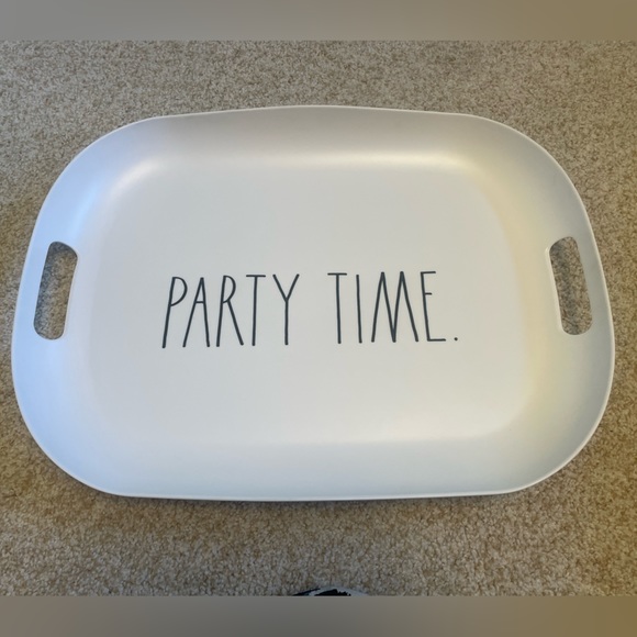 Rae Dunn | Dining | Rae Dunn Party Time White Serving Tray Melamine 8 ...